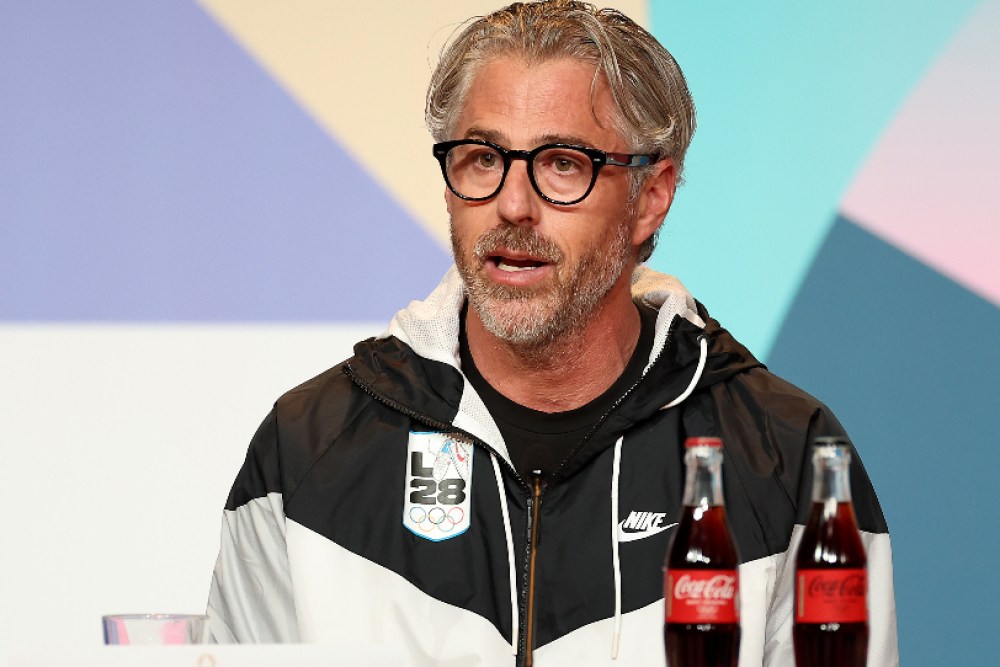 Casey Wasserman, chairman of the Los Angeles Olympic Committee, broke ...