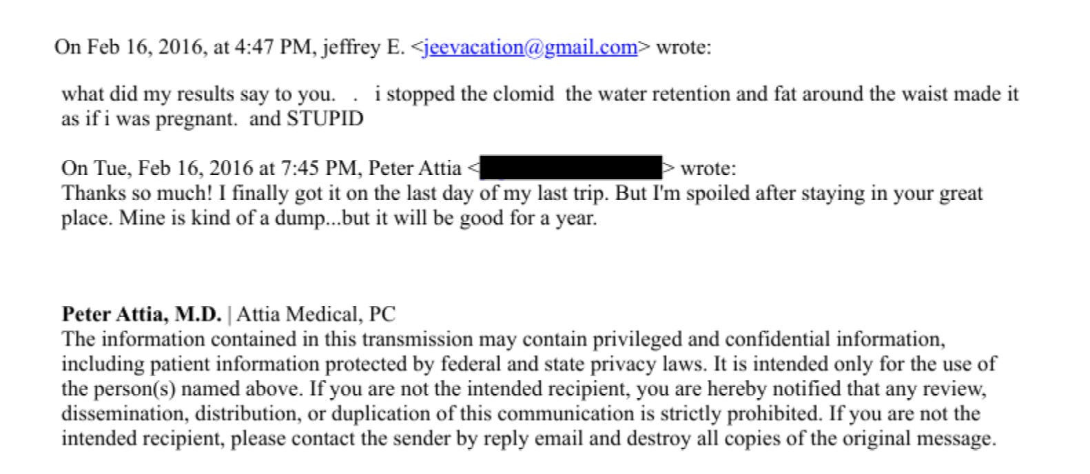 The DOJ has released all email exchanges between Peter Attia, a CBS ...